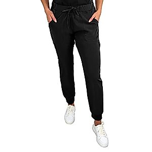 JDM Uniforms Women's 5 Pocket Jogger Scrub Pant Medical Nursing Black-Large