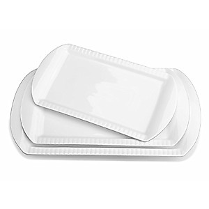 LIFVER Large Serving Platter Set, 16"/14"/12" 3-Piece White Porcelain Platters for Food, Serving Dishes Oven Safe Dinner Plates, Serving Trays Perfect for Entertaining and Appetizers