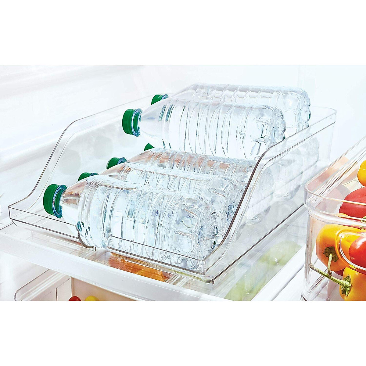iDesign Crisp Plastic Refrigerator and Pantry Soda Bin, Modular Stacking Food Storage Box for Pop, Sparkling Water, Beer, Canned Goods, BPA Free, 14.03" x 10.4" x 3.75", Clear
