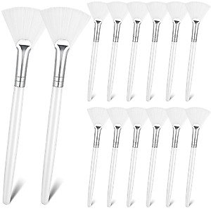 Patelai 14 Pieces Fan Brushes Applicator, Mask Brushes for Facial Makeup Tools for Face Cosmetic(White)