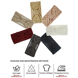 Muryobao 2 Pack Women Winter Warm Headband Fuzzy Fleece Lined Thick Cable Knit Ear Warmer Stretchy Crocheted HeadWrap Black & White