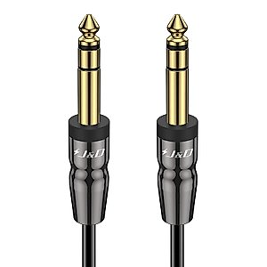 J&D 1/4 inch TRS Instrument Cable, Gold Plated Copper Shell 6.35mm 1/4 inch TRS Male to 6.35mm 1/4 inch TRS Male Stereo Cable, 6 Feet
