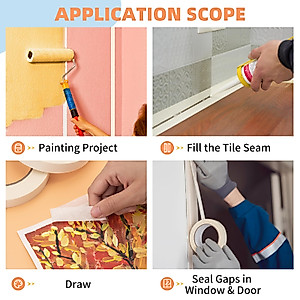 KICNIC White Masking Tape 1 Pack, General Purpose Painter's Tape 0.7inch x 60yard, Beige Crepe Paper Tape for Painting, Labeling, Packing, Craft, Art