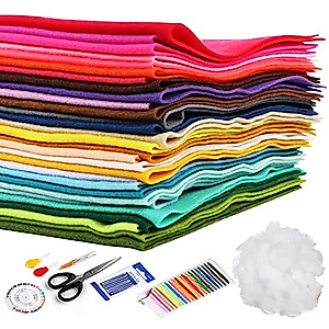Lemonfilter 30 Pcs Felt Fabric Sheet, 16x12 inch Craft Felt Sheets Assorted Color Felt Pack, Non-Woven Felt Fabric Square for Kids, DIY Sewing Crafts School Projects Decoration
