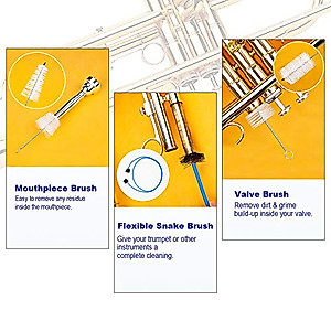 Webetop Trumpet Cleaning Kit, Care Your Trumpet with Valve Oil, Brass Polishing Spray, Slide Grease, Brushes