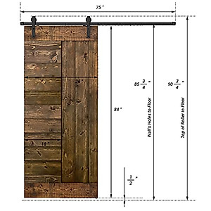 Sliding Barn Door 36 in x 84 in, Made-in-USA, Customizable Solid Wood Barn Door Included 6.25ft Hardware Kit and Pull Handle, Easy Assembly Dark Brown, Rosaic Series