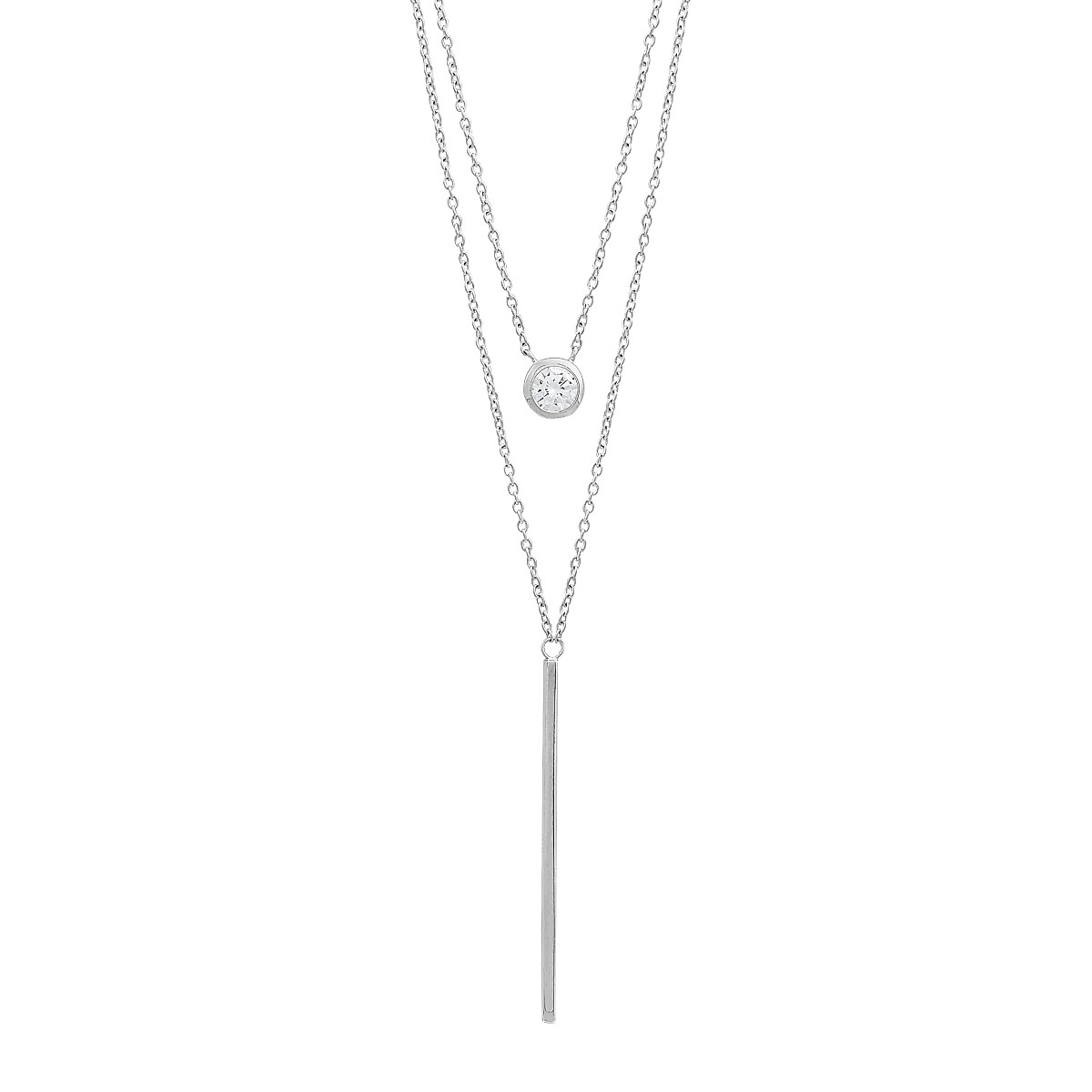 Silpada 'London Decker' Cubic Zirconia Layered Pendant Necklace in Sterling Silver, 17" + 2"