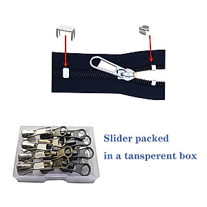 Meikeer 12 Pieces #5 Zipper Slider Repair Kits Black Bronze and Silver Zipper Sliders Zipper Pull Replacement for Metal Plastic and Nylon Coil Jacket Zippers