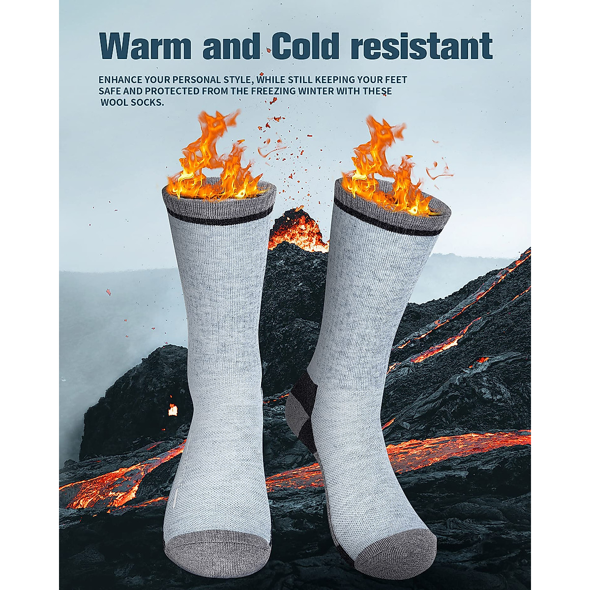 TENYSAF Wool Hiking Socks for Men - Women Lightweight Crew Merino Wool Socks with Cushion for Camping Hunting Work,3 pack