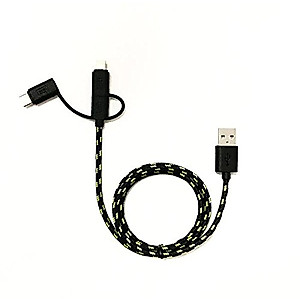 3-in-1 Cable (Apple Lightning-USB Type-C-microUSB) Hi Strength Braided Cable (1 Meter) (2 PCS)