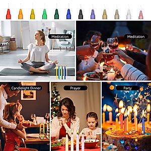 Likejarcand 24 pcs Colored Candle Chime Candle,Spell Candle Unscented Colored Candles Mini Taper,16cm-6.5Inch Tall 0.4 Inch Diameter, Candle Holder Rituals, Prayer, Meditation