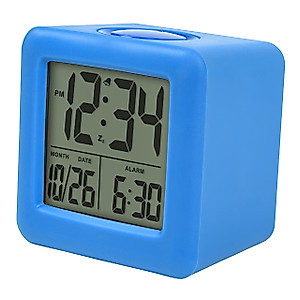 Equity 73005 Blue Soft Cube LCD Alarm Clock with Smart Light