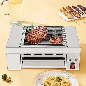 Barbecue Electric Grill, Commercial and Family Use Griddle with Detachable Grill Mesh, BBQ Grill for Grilled Cheese, Hot Dogs, Corn, Fish, Steak, 1500W, 110V