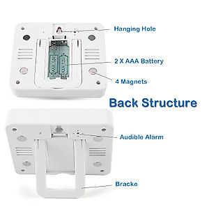 Refrigerator Thermometer, Wireless Digital Fridge Freezer Thermometer with Audible Alarm, Max/Min Temperature Display and 2 Sensors for Home Restaurants Kitchen