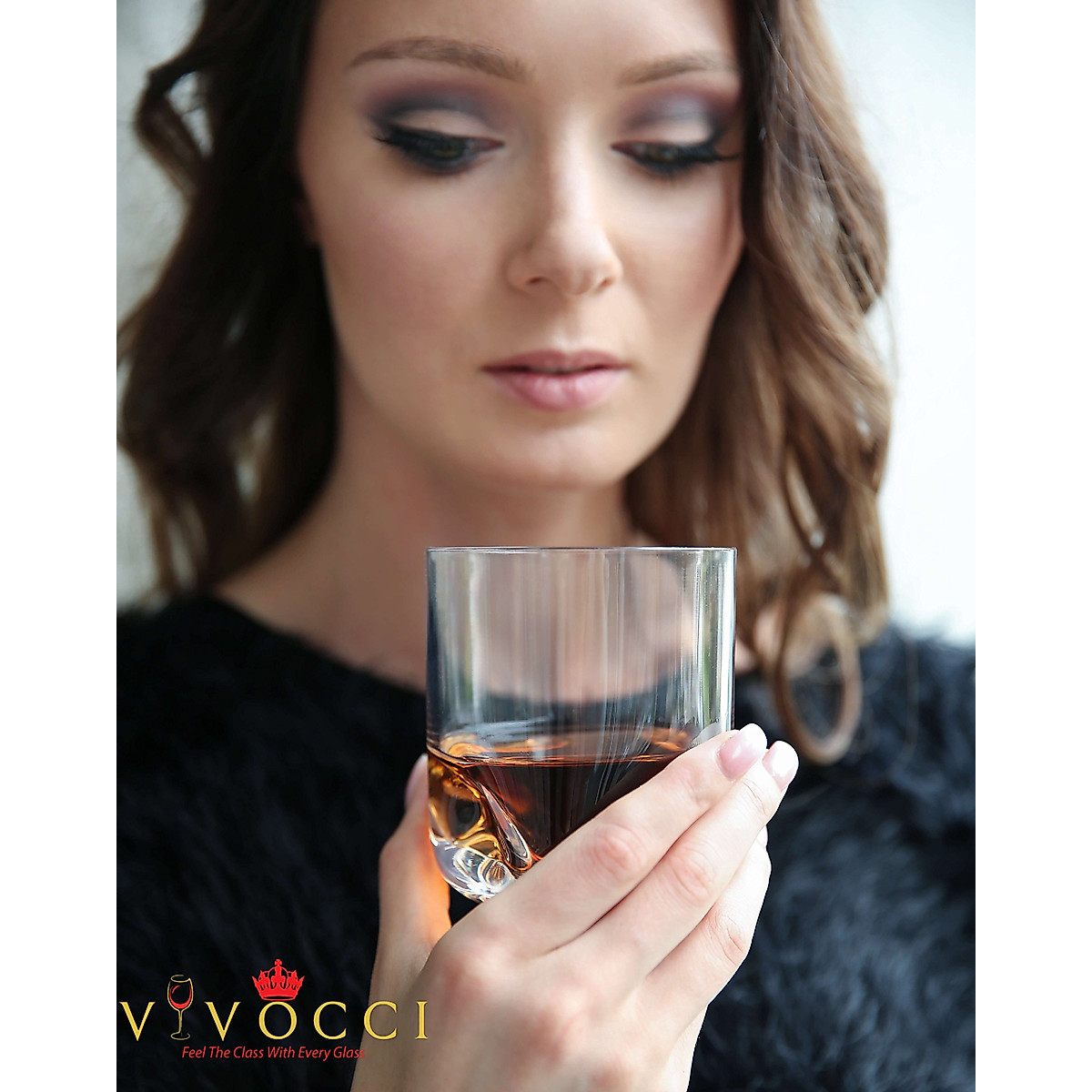 Vivocci Unbreakable Tritan Plastic Rocks 12.5 oz Whiskey & Double Old Fashioned Glasses | Thumb Indent Base | Ideal for Bourbon & Scotch | Perfect For Homes & Bars | Dishwasher Safe Barware | Set of 2