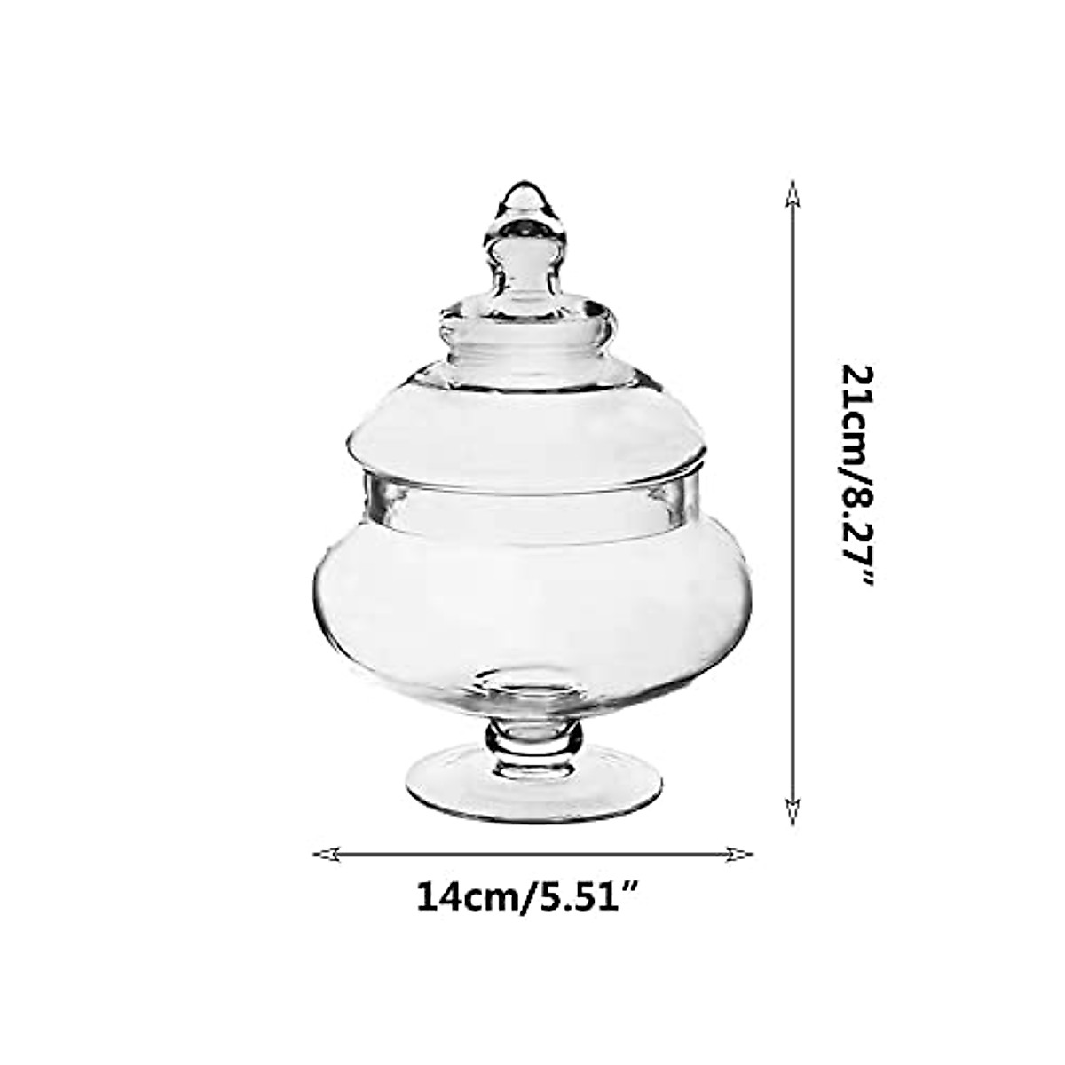 Livejun Glass Apothecary Jars Clear candy Buffet Display Small Elegant Storage Jars Decorative cookies Storage Clear Glass Canisters for Kitchen Wedding Party Set of 2