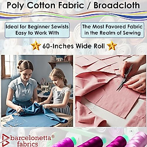 Barcelonetta | Poly Cotton Fabric for Sewing | Broadcloth Fabric | by The Yard | 60" Wide Roll | Lightweight, Breathable | Lining, Home Textile, Skirts, Tote Bags (Pink White Dot, 2 Yard)