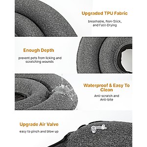 MIDOG Dog Cone Collar for Large Medium Dogs, Soft Inflatable Dog Cone Alternative After Surgery, Adjustable Protective Recovery Cone - Alternative E Collar Does Not Block Vision (Gray, L, Patented)