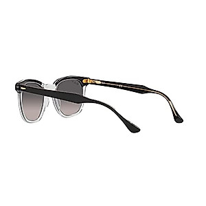 Ray-Ban RB2298F Hawkeye Low Bridge Fit Square Sunglasses, Black On Transparent/Grey Gradient Polarized, 54 mm