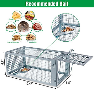 2 Packs Humane Rat Trap Outdoor, Wanqueen Humane Mouse Traps Indoor, Small Rodent Chipmunk Squirrel Trap and Other Live Animal Cage Catch and Release