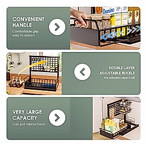 Under Sink Organizer,3-Tier Metal Pull Out Kitchen Cabinet Organizer Freely Adjustable，No Drilling Rustpro of Stainless Steel,Sturdy Multi-Functional for Kitchen Bathroom Organization (White)