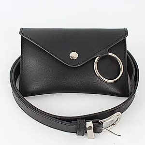 Danse Jupe Women Mini Envelope Waist Bag PU Leather Clutch Cell Phone Purse Chest Bag Black