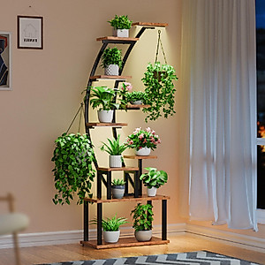 BACEKOLL Plant Stand Indoor with Grow Lights, 9 Tiered Metal Plant Shelf, 63" Tall Plant Stand for Indoor Plants Multiple, Large Plant Rack Display Shelves, Corner Plant Holder for Living Room, Patio