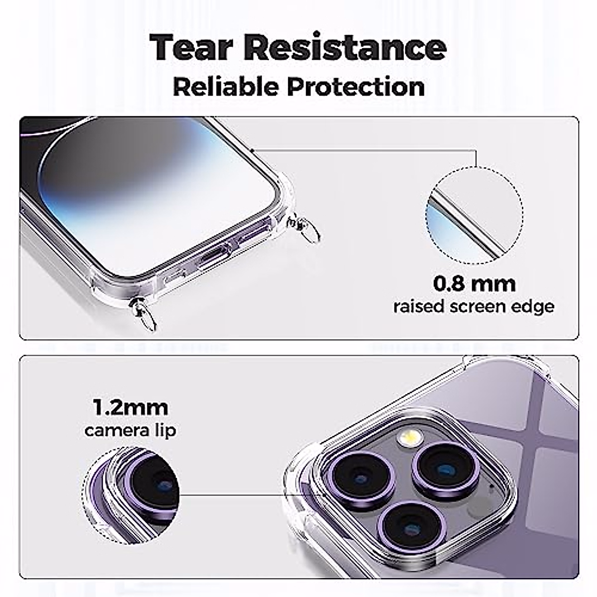 caslord iPhone 14 Pro Crossbody Case, iPhone 14 Pro Case with Strap, Necklace Mobile Phone Cover with Adjustable Lanyard Strap, Clear Soft TPU Lanyard Case with Neck Cord (Black)