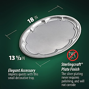 SterlingCraft Serving Tray - Oblong Decorative Food Platter for Thanksgiving, Party, Catering - Cake, Appetizer, Snack, Tea Plate - No Polishing, Silver - 9 X 6 Inches