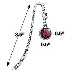Game of Thrones Targaryen Sigil Metal Bookmark Page Marker with Charm