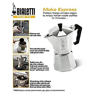 Bialetti - Moka Express: Iconic Stovetop Espresso Maker, Makes Real Italian Coffee, Moka Pot 9 Cups (14 Oz - 420 Ml), Aluminium, Silver