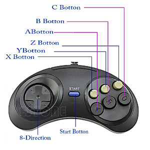 6 Button Wired Pad Gamepad Controller for Mega Drive Megadrive Sega MD Genesis [Video Game]