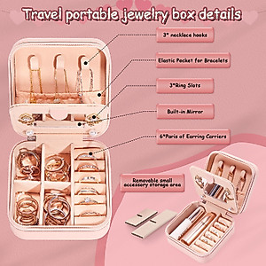 GevGuxLuo Pink Contemporary Jewelry Box, Lightweight & Removable, Zipper Closure, Fabric-lined, Table Top, Birthday Gift for Women, Teens & Girls