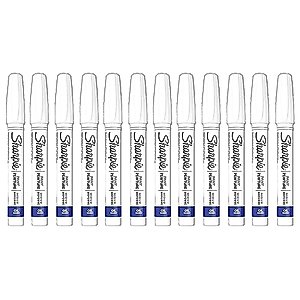 Sharpie Oil-Based Paint Marker, Medium Point, White Ink, Pack of 12