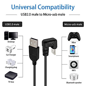 Poyiccot Micro USB Cable Android, 180 Degree Micro USB to USB 2.0 Cable, U Shaped Micro USB Charging Cable, USB to Micro USB Cable Short for ps4, Power Bank, Android Phone, 30cm