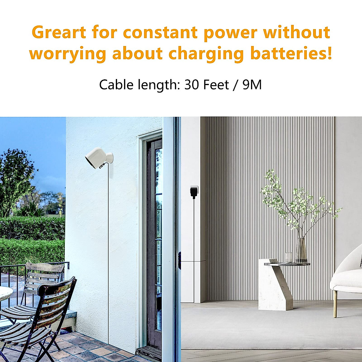 Taken 30ft/9m Arlo Ultra Cable, Weatherproof Outdoor/Indoor Magnetic Charging Cable and Power Adapter for Arlo Ultra 4K, Ultra 2, Arlo Pro 3, Pro 4