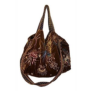 Johnny Was VICTORIA VELVET TOTE BAG VINTAGE GOLD Handbag Galaxy NEW