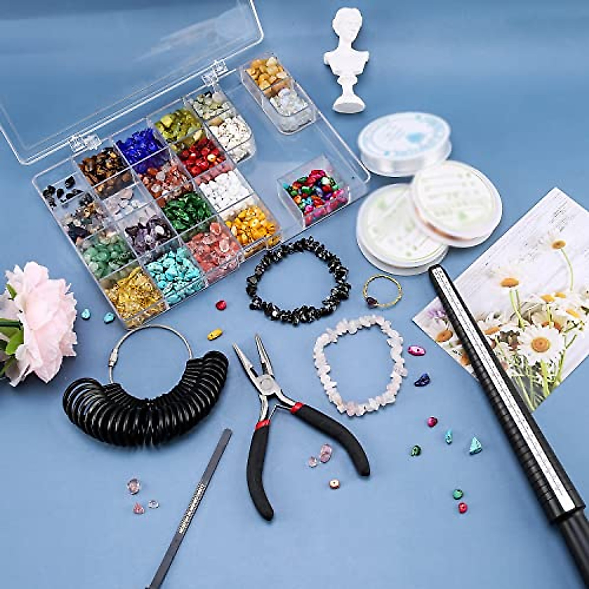 ZLXDP Gemstone Jewelry Making Kit Irregular Chips Stones Crushed Chunked Crystal Pieces Loose Beads for Decor Crafts