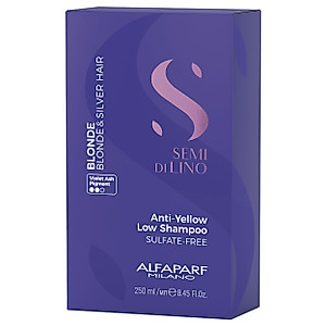 Alfaparf Milano Semi Di Lino Anti Yellow Purple Shampoo for Blonde Hair - Sulfate Free, Hydrating Shampoo for Blonde, Platinum, Silver & Gray Hair - Removes Yellow & Neutralizes Brass (8.45 oz/250 ml)
