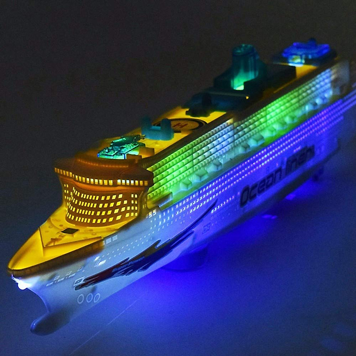 Wenini XAPUNK Colorful Ocean Liner Cruise Ship Boat Electric Flashing LED Light Sound,50x13x5 cm/19.7x5.1x2 in, Cannot Placed in Water, Cannot Float on Water