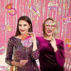 Last Disco Bachelorette Party Decorations Hot Pink Last Disco Bachelorette Photo Booth Props Lets Go Girls Western Cowgirl Last Disco Bachelorette Party Supplies for Bridal Shower Dancing Queen Party