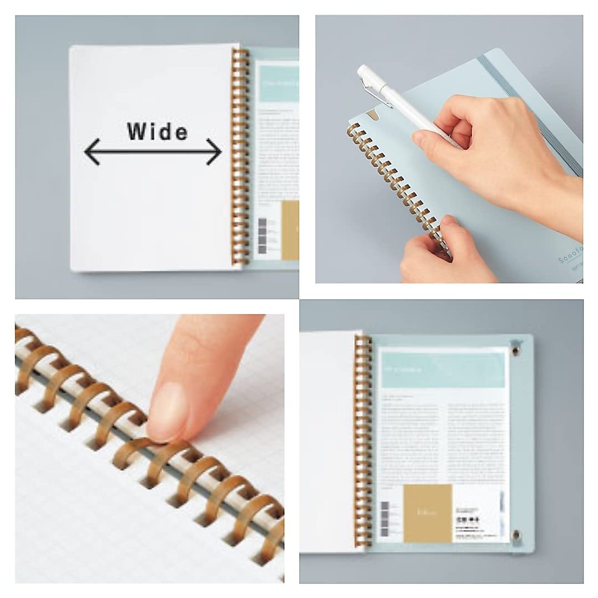 Kokuyo. Soft Ring Notebook Sooofa A5 4mm Grid 80 Sheets Light Blue and Mark⁺ Two Way Color Marker 5-Pack(Pink,Blue,Green,Purple, and Yellow) Set