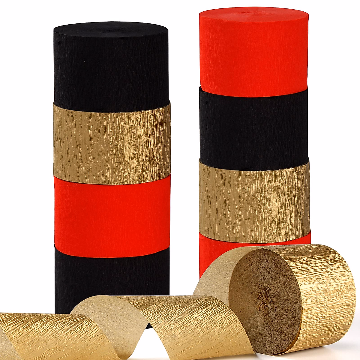 Red-Black Gold Casino-Theme Party-Decorations Streamers - 9 Rolls Graduation Wedding Birthday Baby Bridal Shower Crepe Tissue Paper Streamer Garland Decor Panduola
