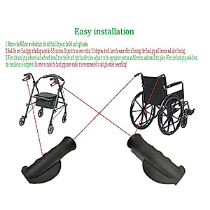 Universal Rollator Hand Grip,Replacement Parts for Rollator and Wheelchair,Universal Hand Grips Anatomical Pair for 4-Wheel rollator (1Pair(Left/Right),Black)