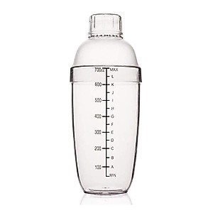 Plastic Shaker Cocktail 700cc / 24 oz Drink Mixer with Marks Clear Milk Tea Wine Shaker Bar Mixing Tool (24oz *1)