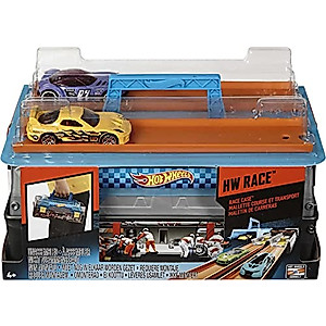 Hot Wheels Race Case Track Set With 2 Hot Wheels Cars, Dual Launcher For Side-By-Side Racing, Storage Container, Toy For Kids 4 Years Old & Up
