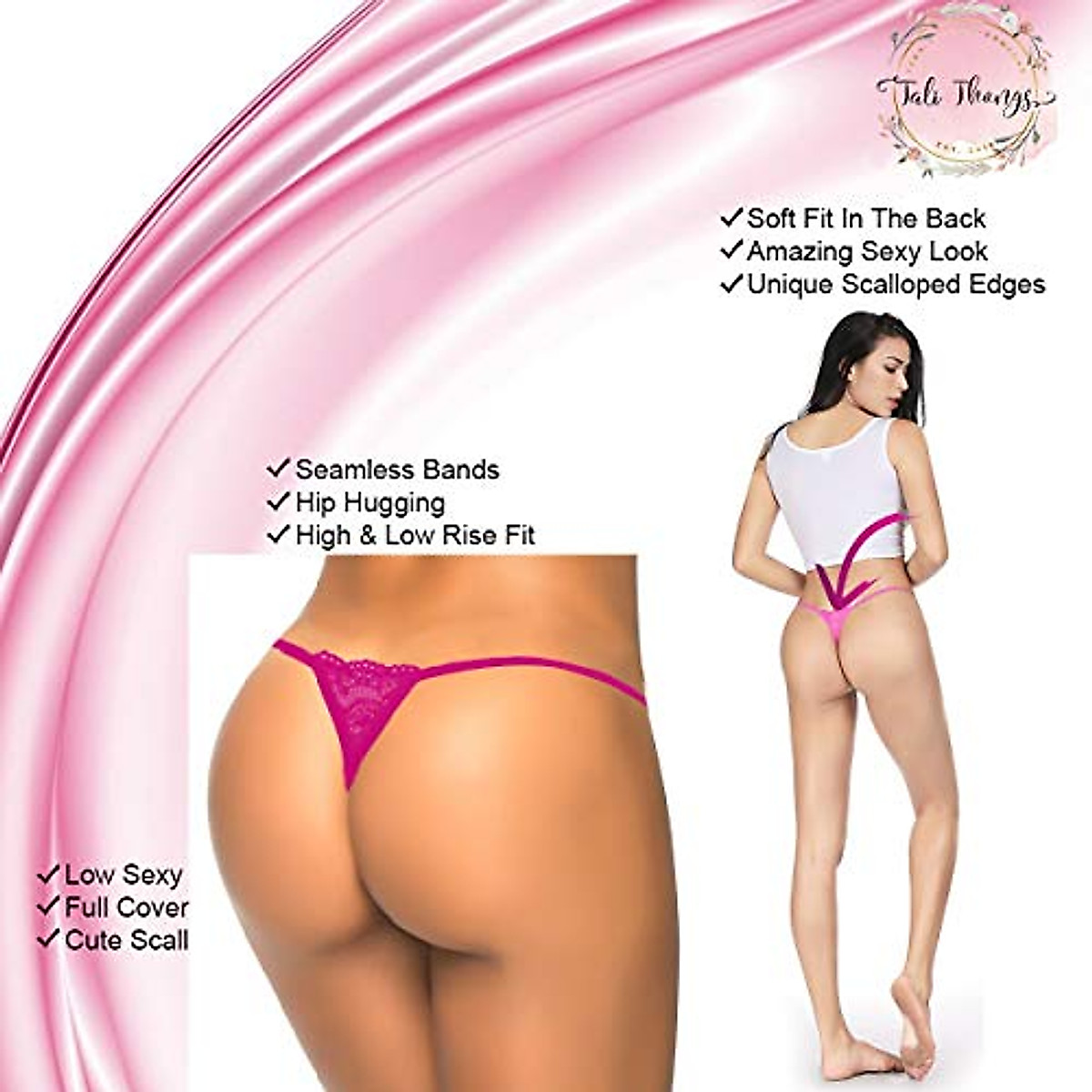 Low Rise Medium Thongs Women's Sexy Lace Thong T Back Cotton G-String Panties