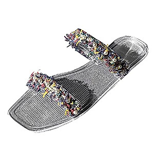 Summer Spring Bottom Size Women Pearl And Rhinestone Slippers Large Beach Fashion Shoes Nice Slides for Women