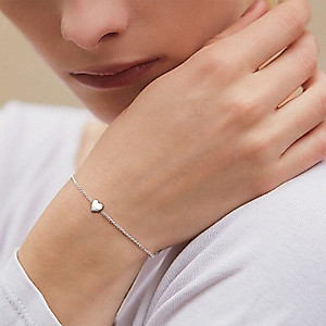 ChicSilver 925 Sterling Silver Bracelet for Women Love Heart Bracelet Dainty Charm Bracelet Adjustable Mom Bracelet Gift for Mothers Day