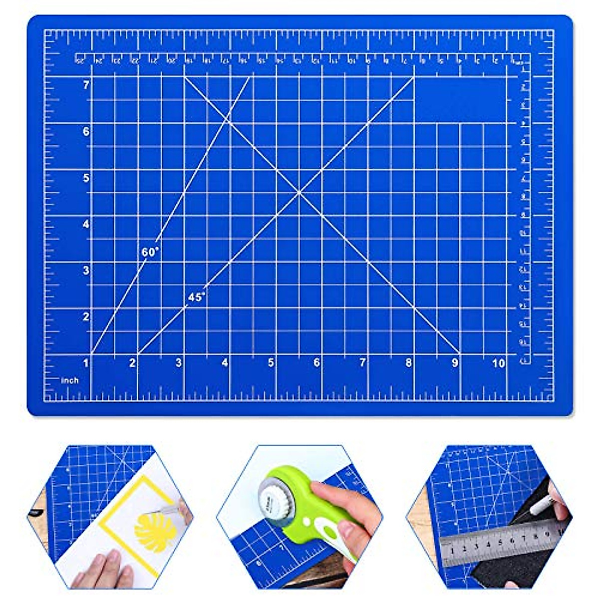 12" x 9" Rotary Cutting Mat, Caffox A4 Cutting Mat Self Healing Sewing Mat for Crafts Double-Side Cutting Board for Fabric, Hobby Quilting, Clay, Model and Scrapbookin